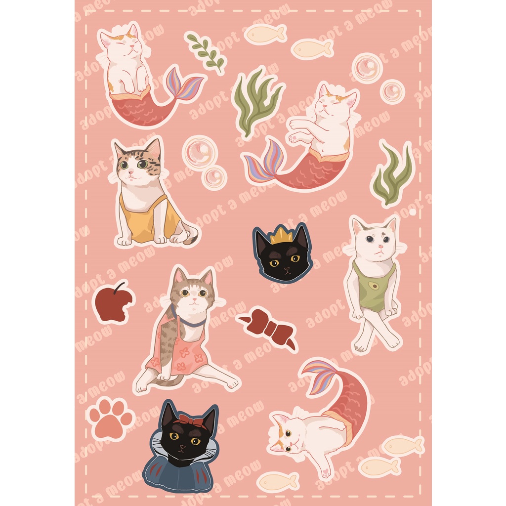 Super Cute Cats Sticker adoptameow | Shopee Malaysia