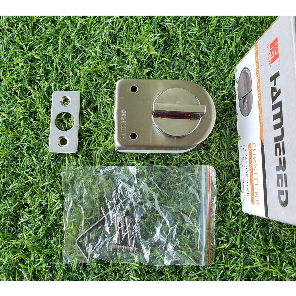 Single latch for tempered glass door with knob, no need to drill glass ...