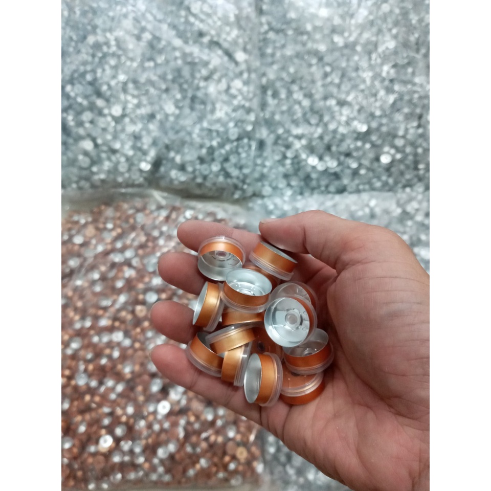 Combo of 100 aluminum caps for serum bottles, stem cells, plastic ...