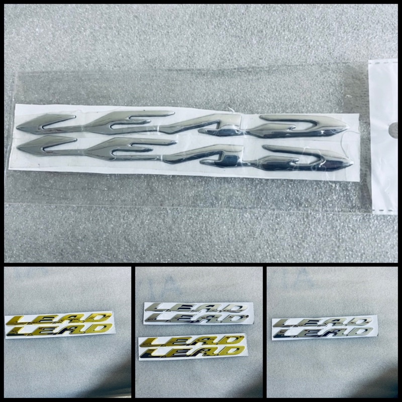 Logo team car sticker LEAD 125 110 embossed ribs 3D white and yellow ...