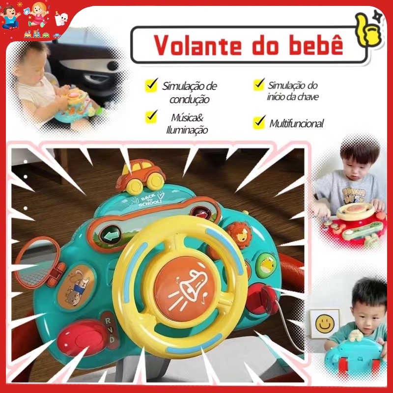 Cartoon Electric Simulation Driving Car Steering Wheel Toy Music Baby ...