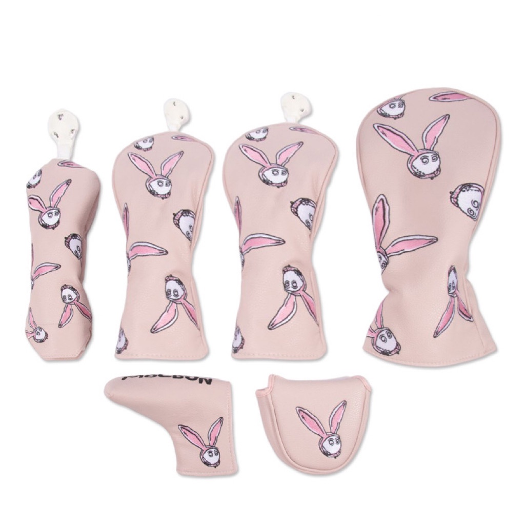Pink White golf head cover Rabbit Wooden Cap cover 1/3/5/UT pu Putter ...