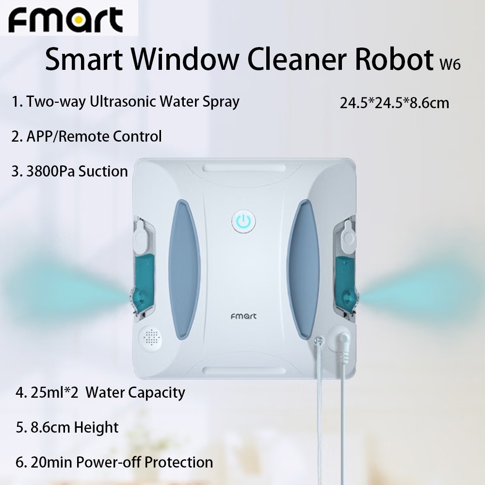 Fmart Smart Window Cleaner Robot with Two-way ultrasonic water spray ...