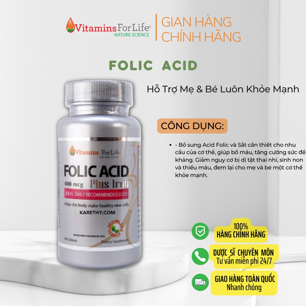 Folic Acid Pregnancy Supplement 400mcg Vitamins For Life | Support ...