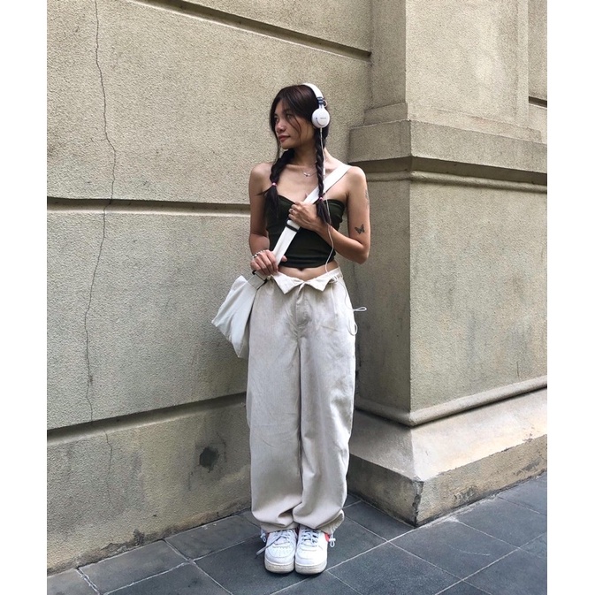 Oversized Corduroy Pants FRANKEE - White Beige - Local Brand Genuine ...