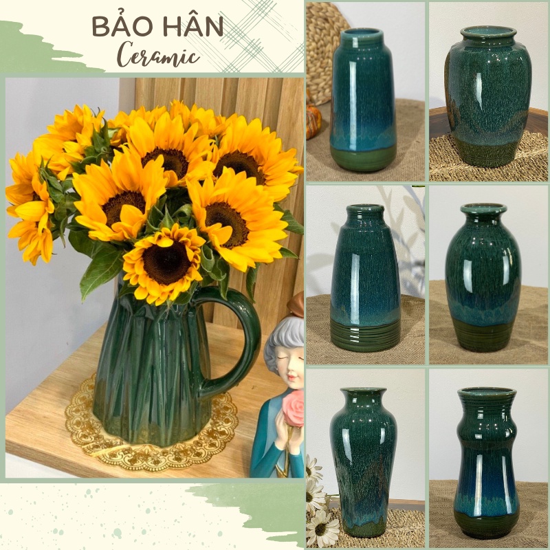 Green Fire Enamel Flower Vase, Beautiful Decorative Flower Vase with ...
