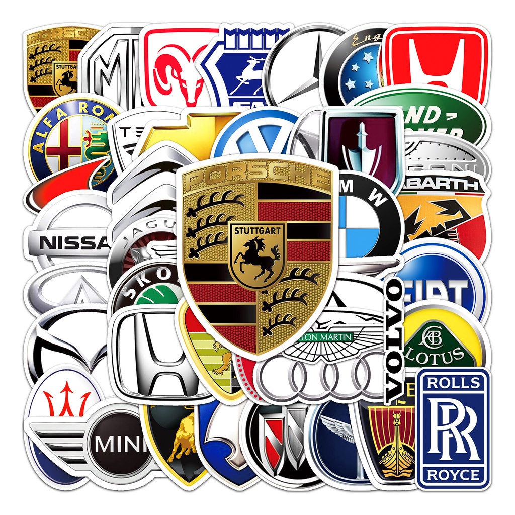 50 Piece Funny Car Brand DIY Creative Stickers For Laptops/Phones ...