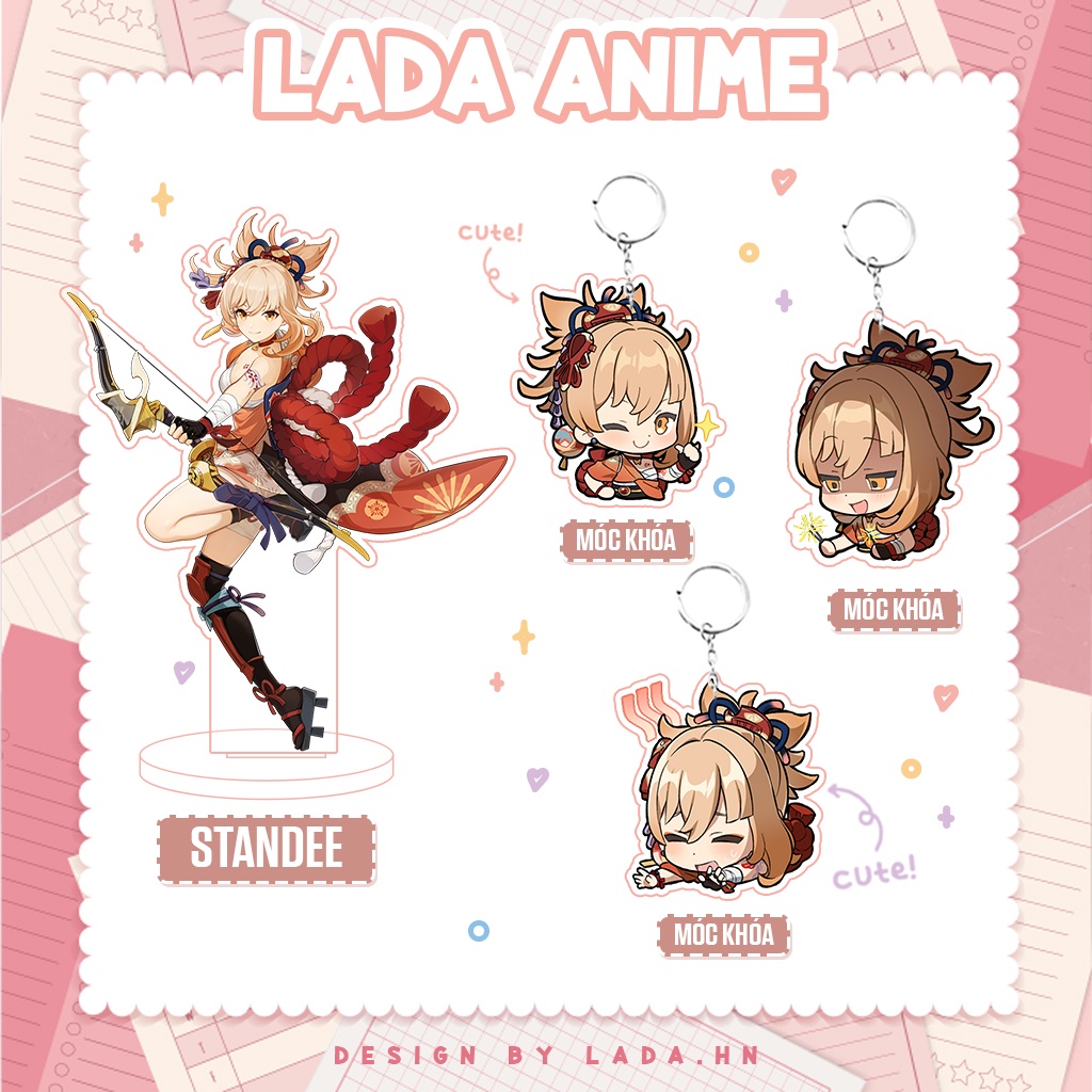 Yoimiya Genshin Impact Lada desk standee model keychain lovely chibi ...