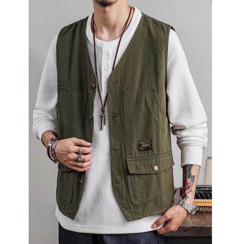 Unisex Baggy Vest Cargo Vest Tactical Vest Tooling Large Pocket ...