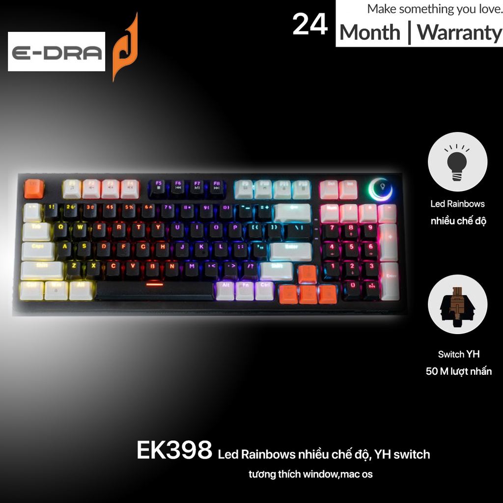 E-dra EK398 Beta Led Rainbows wired mechanical gaming keyboard - YH ...