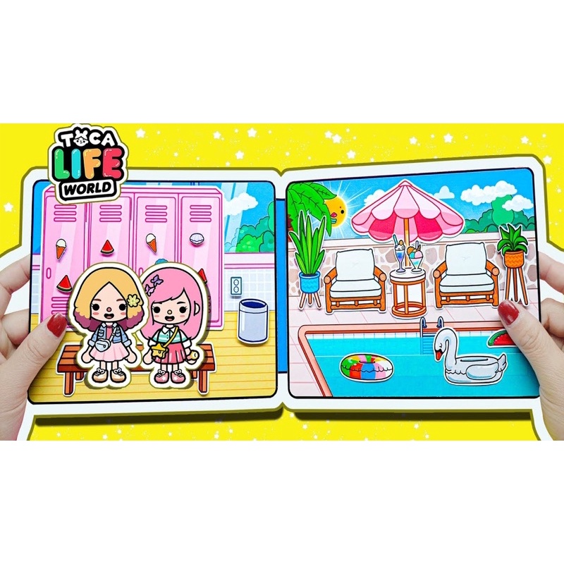 Toca goes swimming pool with Enid - Paper doll | Shopee Malaysia