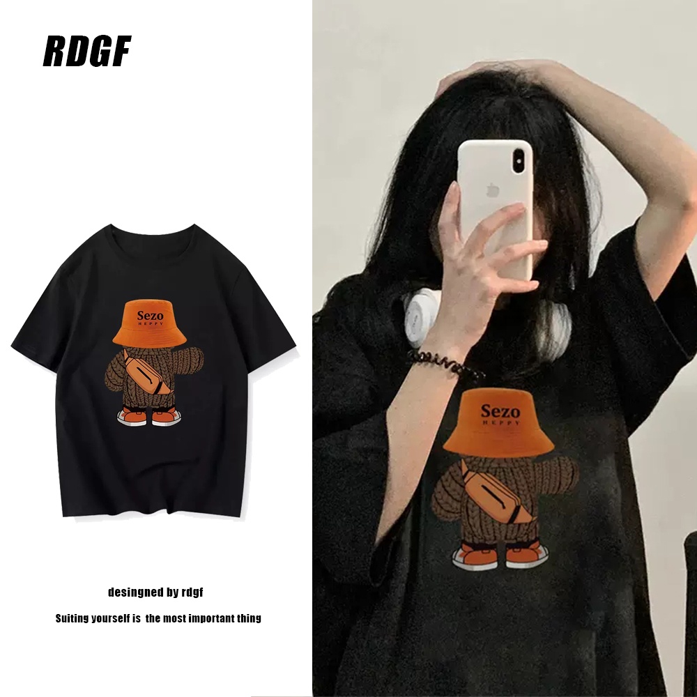 RDGF Black original design Loose oversize summer short sleeve T-shirt ...