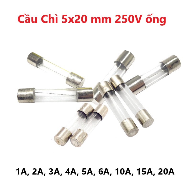Fuse 5x20 mm 250V glass tube 1A, 2A, 3A, 4A, 5A, 6A, 10A, 15A, 20A, 5 ...