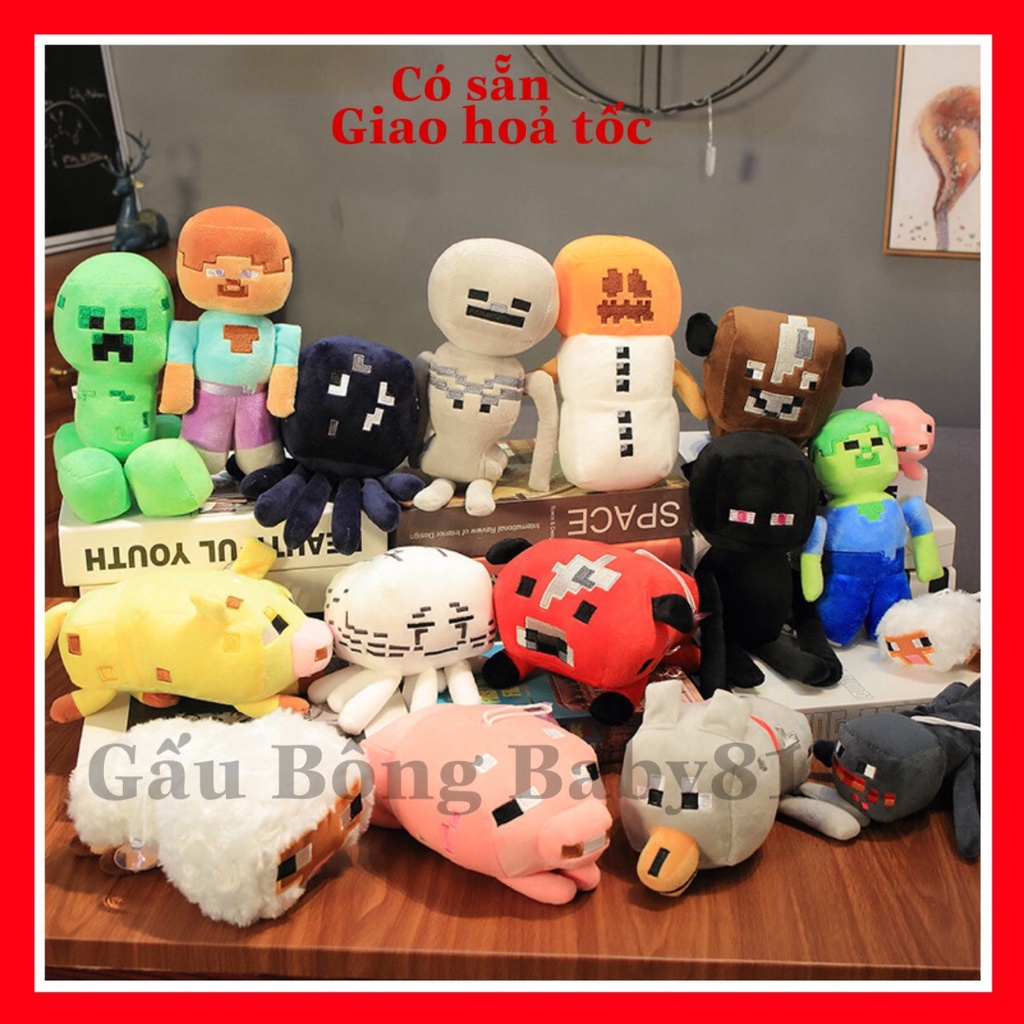 Minecraft cartoon character stuffed animal Enderman Wolf Zombie Spider ...