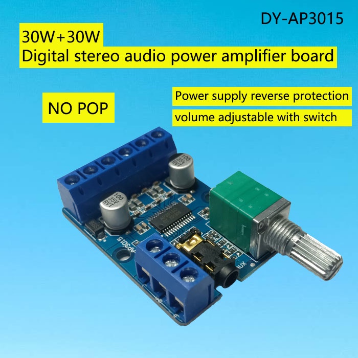30W*2 Digital stereo audio power amplifier board 12V/24V supply DIY ...