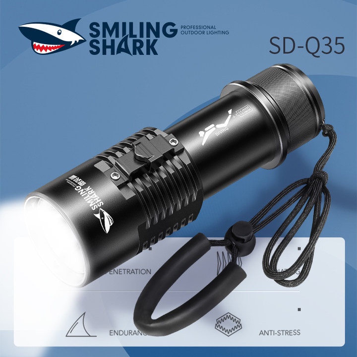 Smiling Shark Diving Flashlight IPX8 Led P70 5000LM Super Bright ...