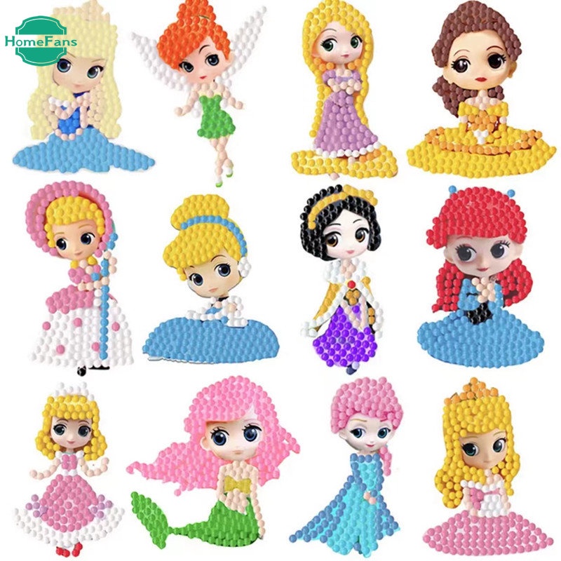 Round Diamond Painting Sticker Disney Princess Fridge Sticker for ...