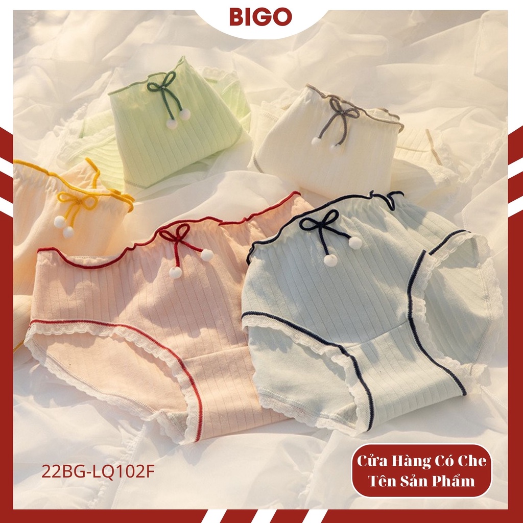 Bigo cotton underwear with bow tie, antibacterial two-layer wavy border ...