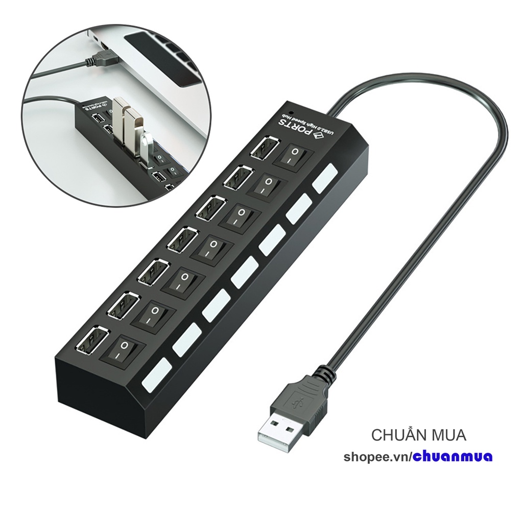 Usb 2.0 Hub 7 USB Ports Universal Connection with Laptop PC USB Port ...