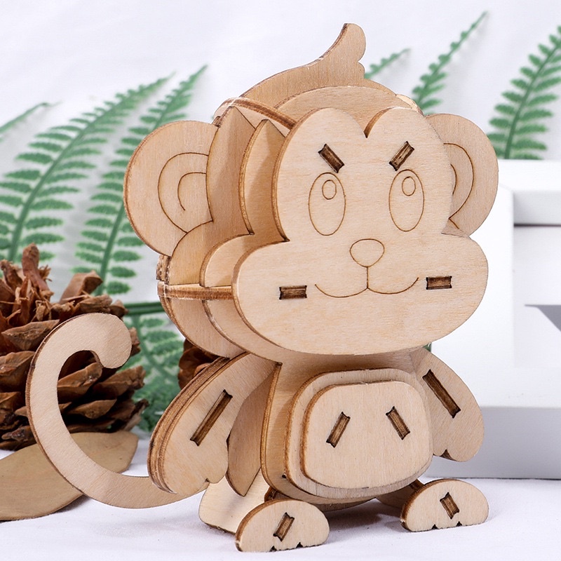 Wooden monkey 3D Assembly Model | Shopee Malaysia