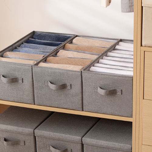 Fabric clothing box divided into compartments with lid, clothes bag ...