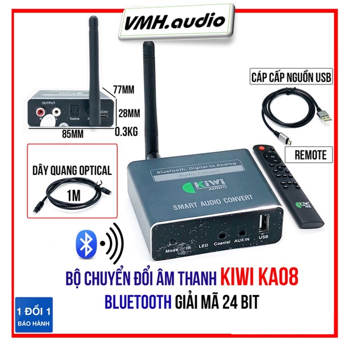 Kiwi KA08 Optical to AV audio converter, converts digital sound to analog Kiwi KA08 Bluetooth ...