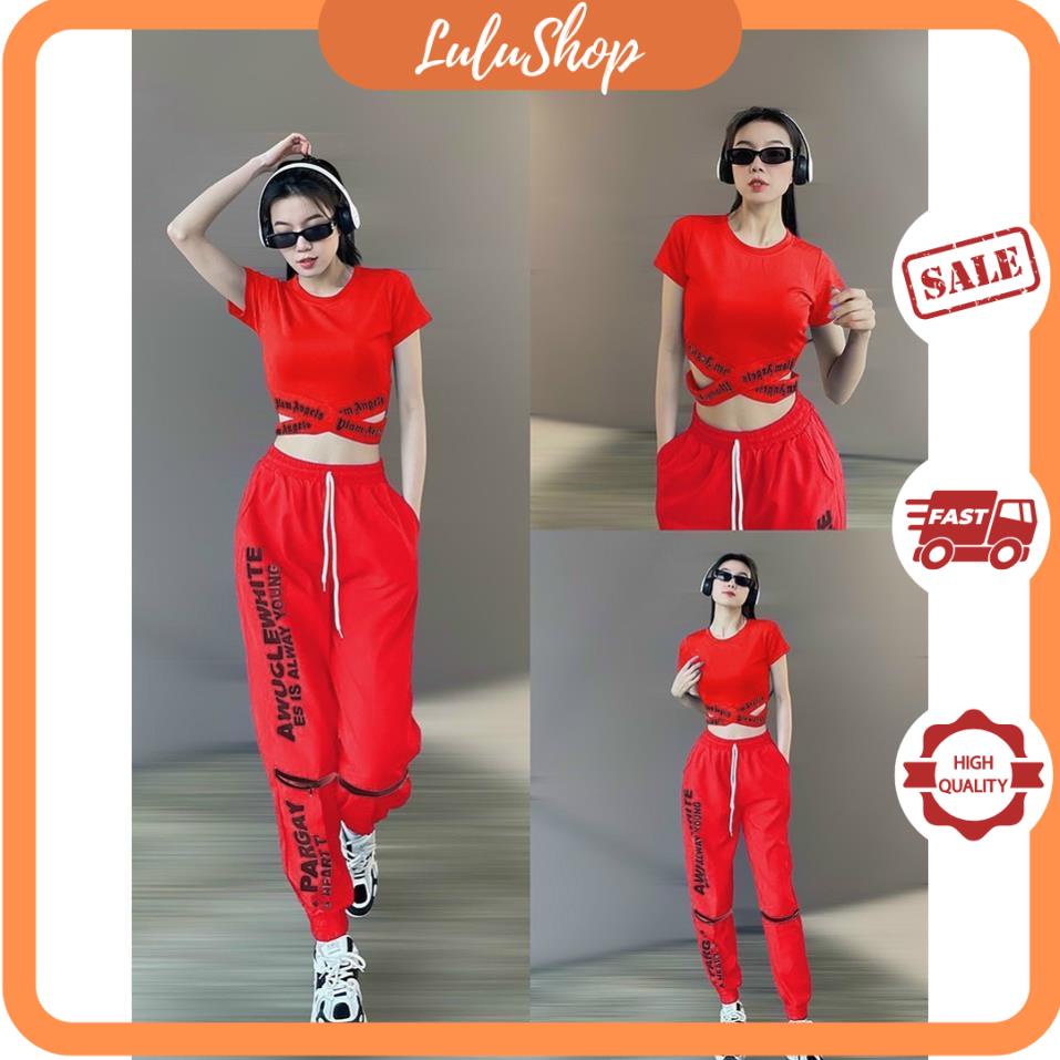 Set of knitted t-shirts and knee-lock pants made of cotton for Zumba ...