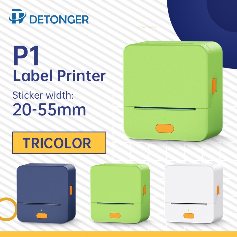 DETONGER P1 Inkless Thermal Label Printer 20-58mm Color label Barcode ...