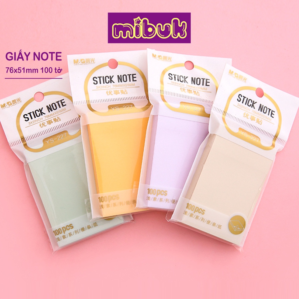 Note paper 100 sheets vertical size 76x51mm pastel note paper M&G ...