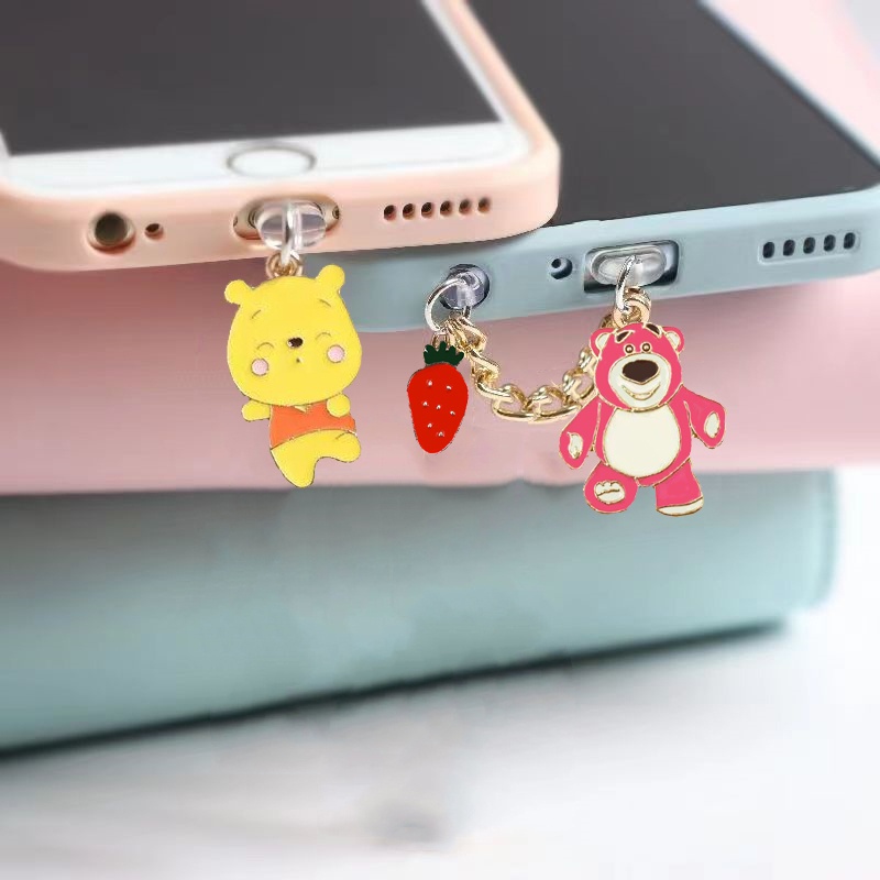 anime cute barang lotso bear stitch dust plug phone charm accessories ...