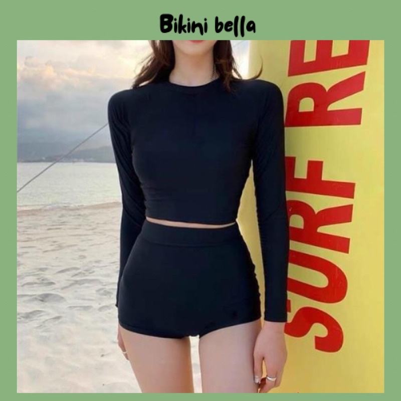 [BEAUTIFUL Long-sleeve bikini] Women's swimsuit, 2-piece high-waisted ...