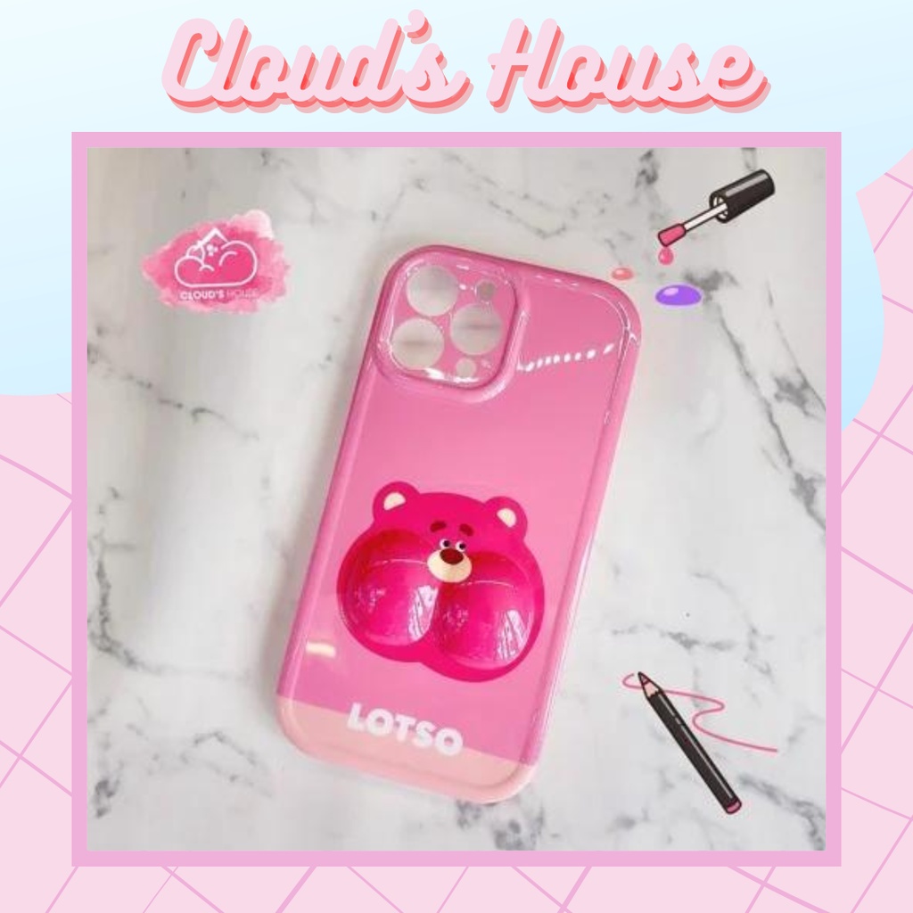 Lotso Strawberry Bear iPhone Phone Case Puffed Cheeks iPhone 11/12/13 ...
