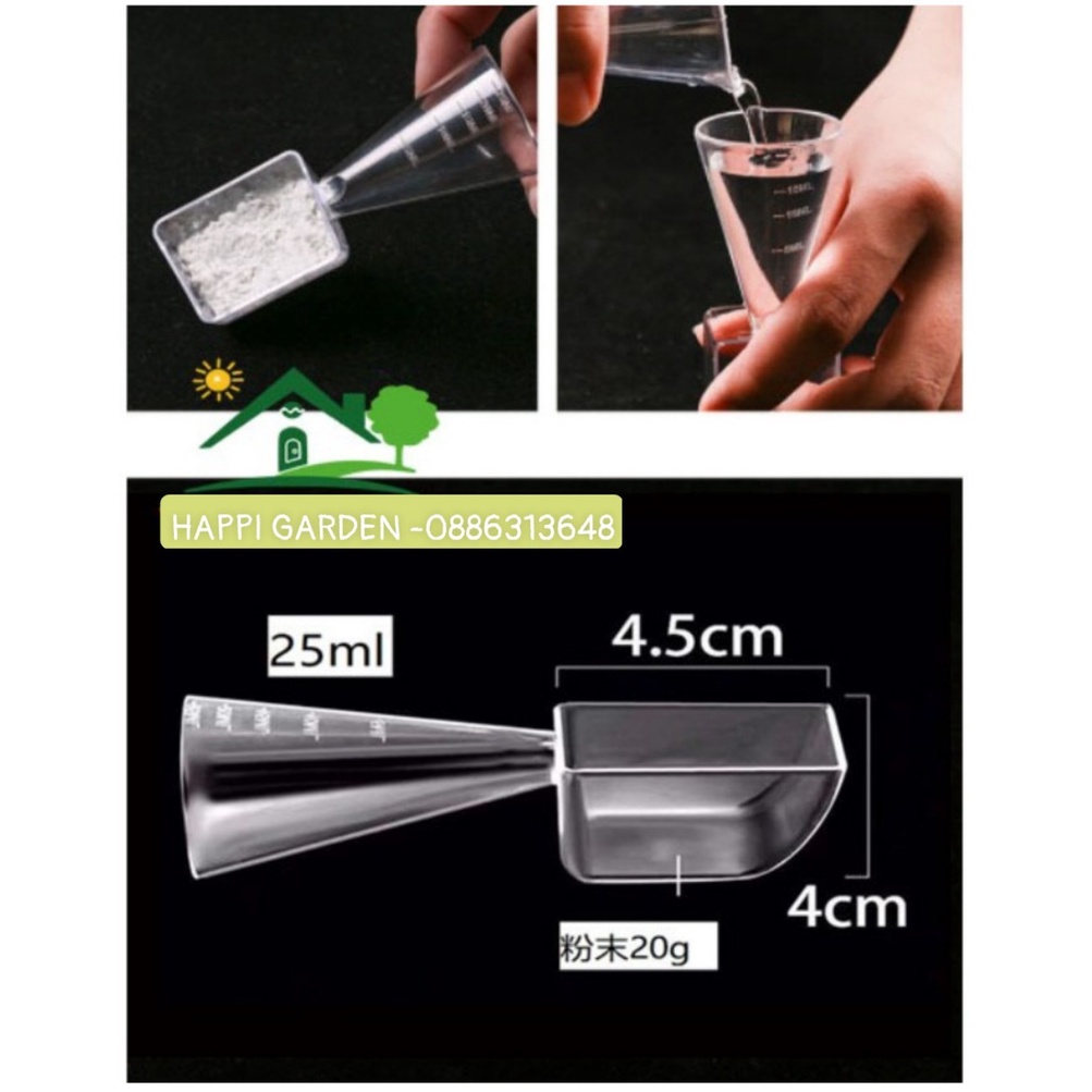 Double-ended measuring cup 25ml of water - measuring 15g > 20g flour ...