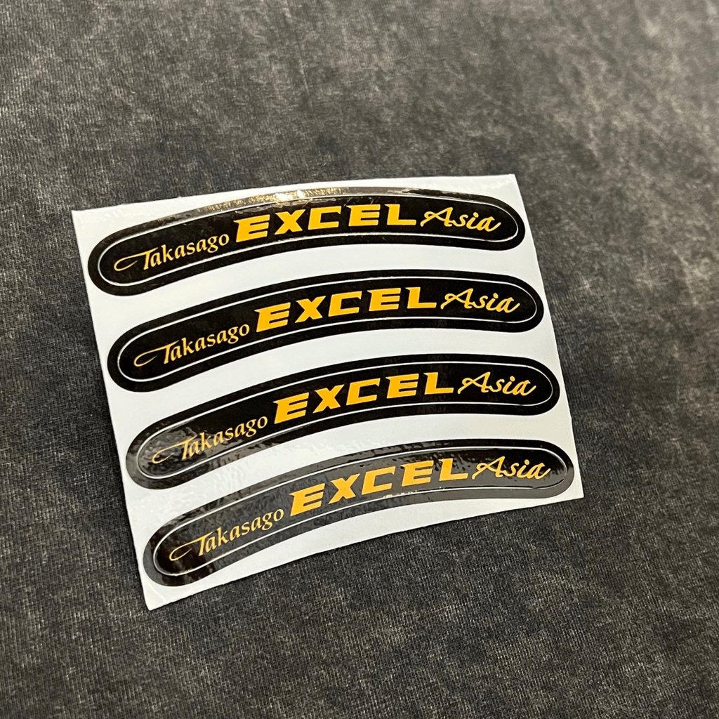 Asia excel stamps, black Rim stickers with WHITE letters, set of 4 ...