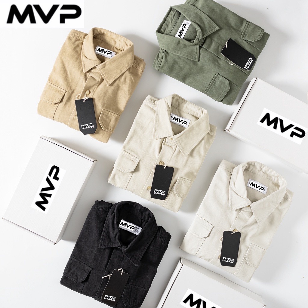 Mvp Khaki Shirt, Long Sleeves from Wide Thick Fabric, Men And Women ...