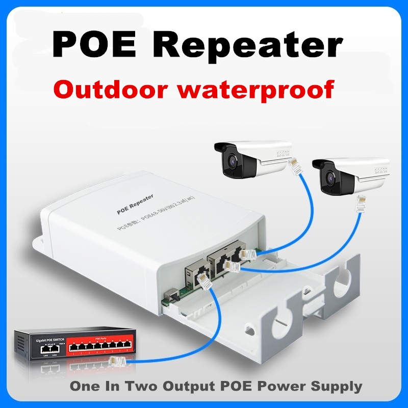 POE Extender Outdoor 200 meters Network Extension 1 In 2 Output POE ...