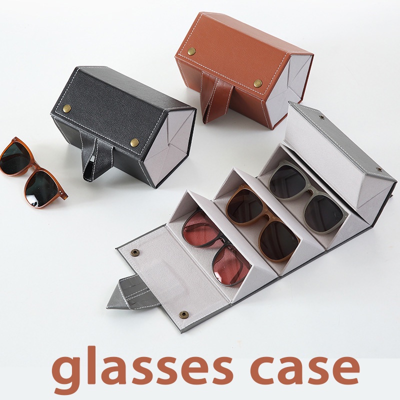 Leather Glasses Organizer Multi Slot Spectacles Storage Box Portable ...