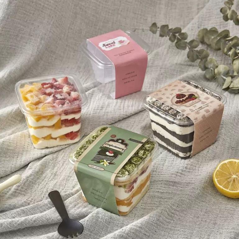 10 Square Mousse boxes with lids - for Tiramisu, Mousse | Shopee Malaysia