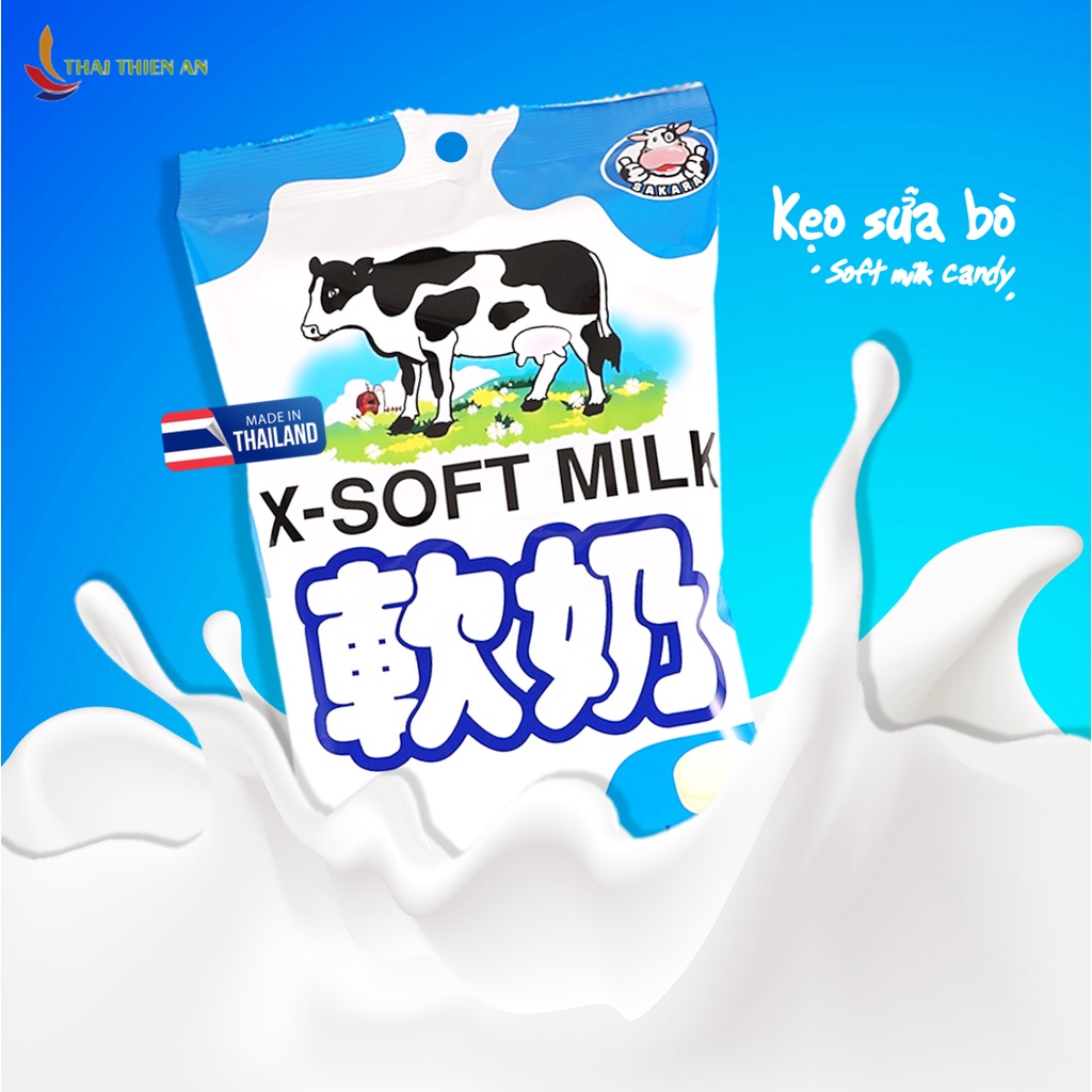X SOFT Thai cow's Milk candy - 90gr bag of SOFT candy - Milk candy ...
