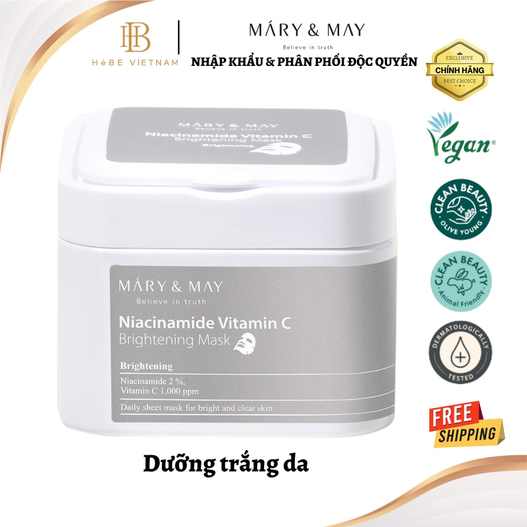 Mary&may Niacinamide Vitamin C Brightening Mask (30 pieces) | Shopee Malaysia