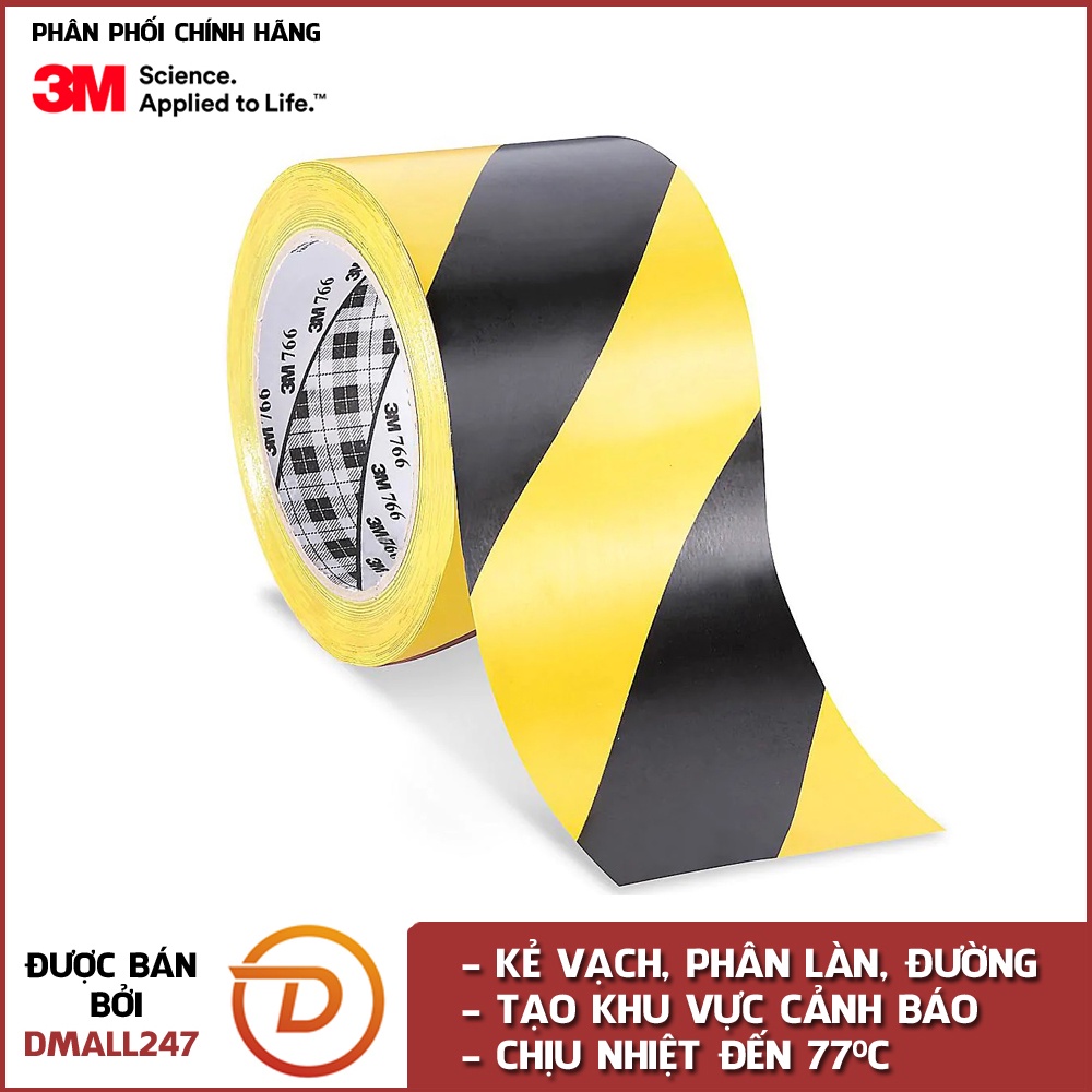 Heat-resistant floor tape with black and yellow stripes 50mm x 33m 3M 766 - area division ...
