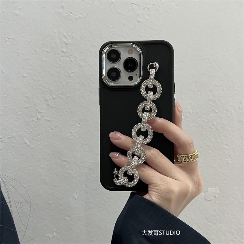 Lens block with silver chain cases for Iphone 15proamx 16 15 pro 15 12 ...