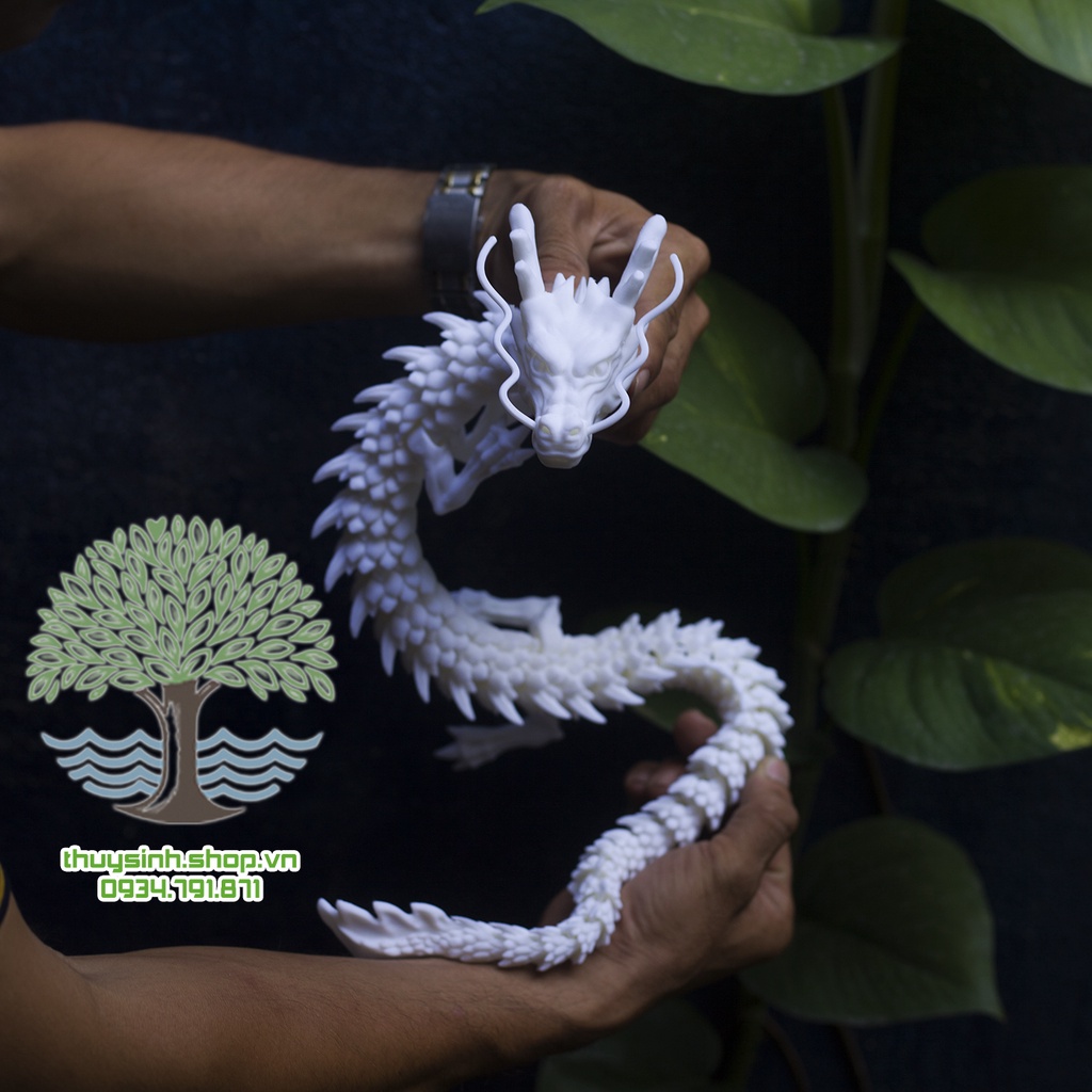3d printed white dragon model with moving joints to decorate homes ...