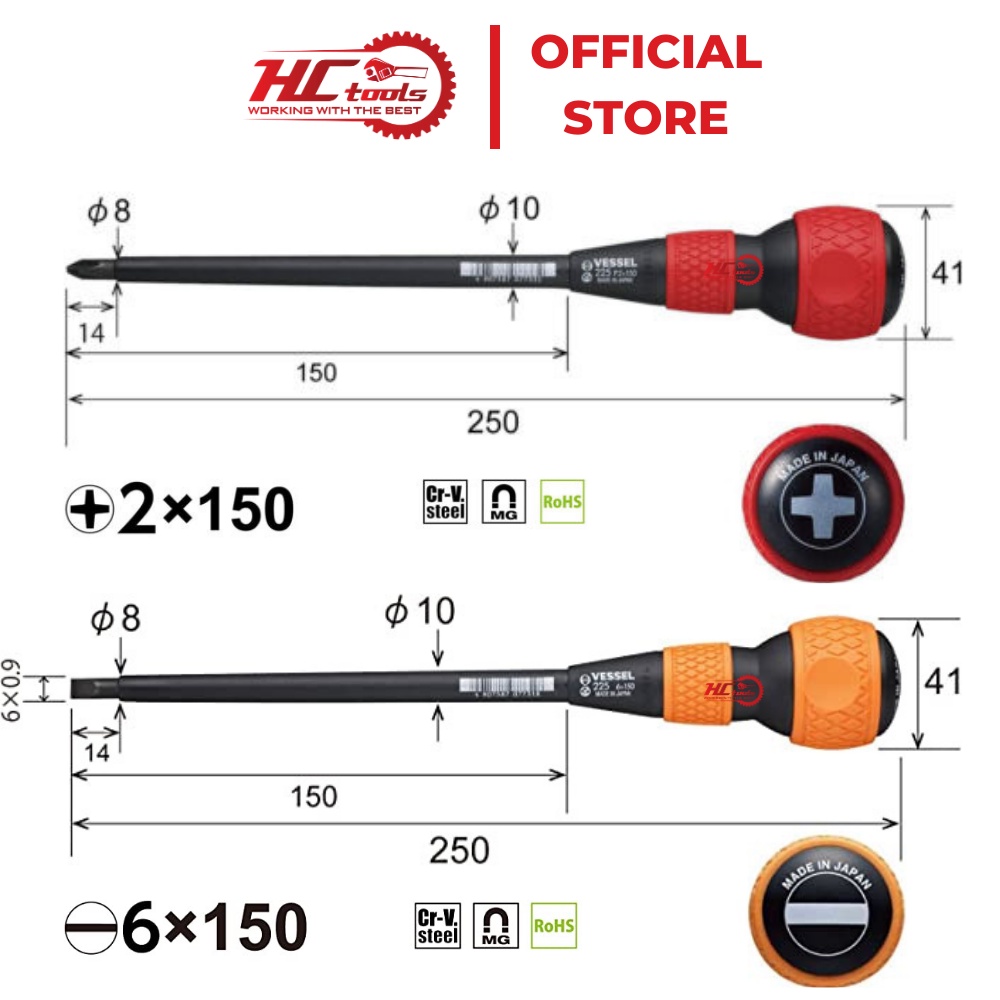 Genuine Vessel 225+2x150 225-6x150 Insulated Coated Screwdriverbag ...