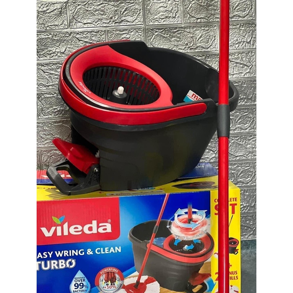 VILEDA Turbo Easy smart self-wringing mop with triangular mop head, 3 ...