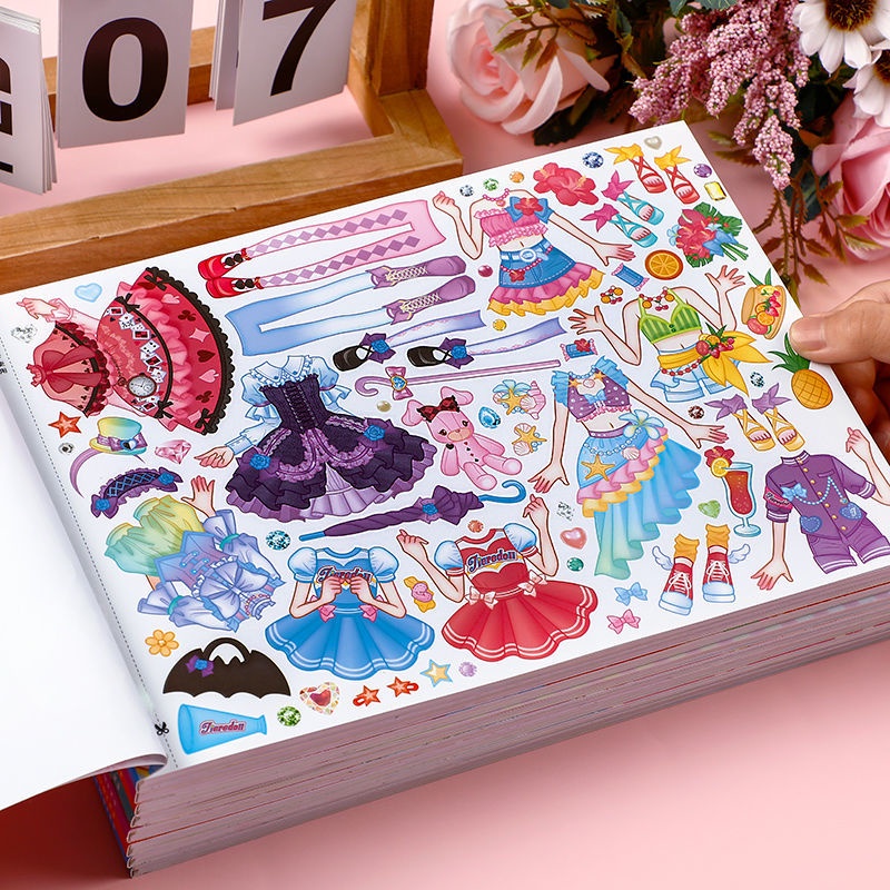 Princess Dress Up Sticker Book Girl 0-6 Years Old Concentration Early ...