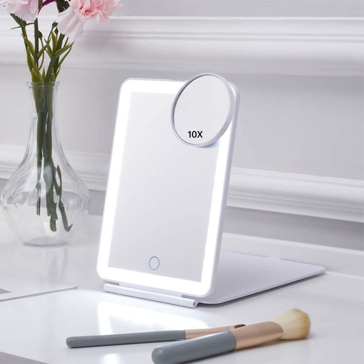 Led Touch with Light Makeup Mirror Flip Portable Folding Mirror ...