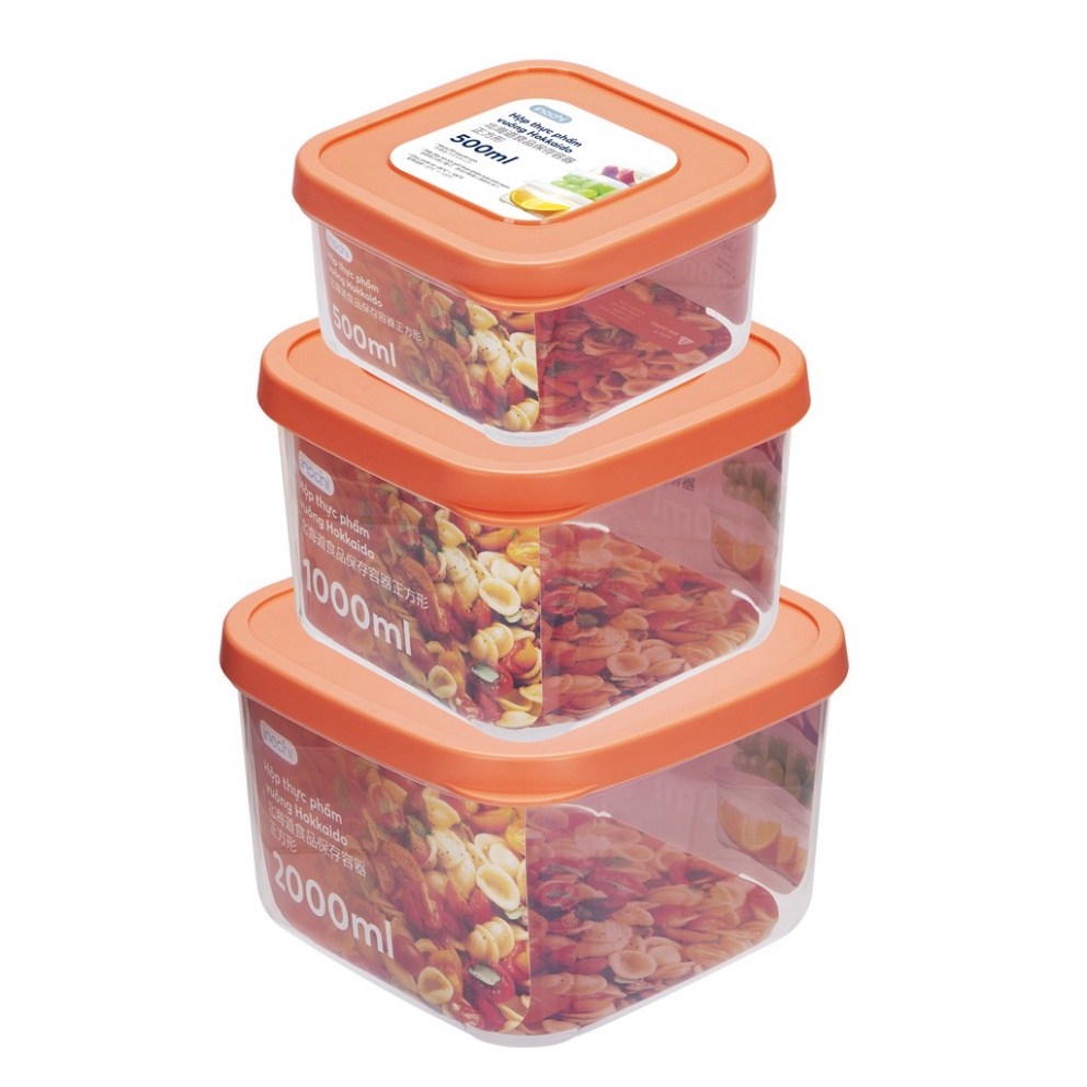 Set Of 3 Transparent Hokkaido INOCHI Rectangular Plastic Boxes With ...