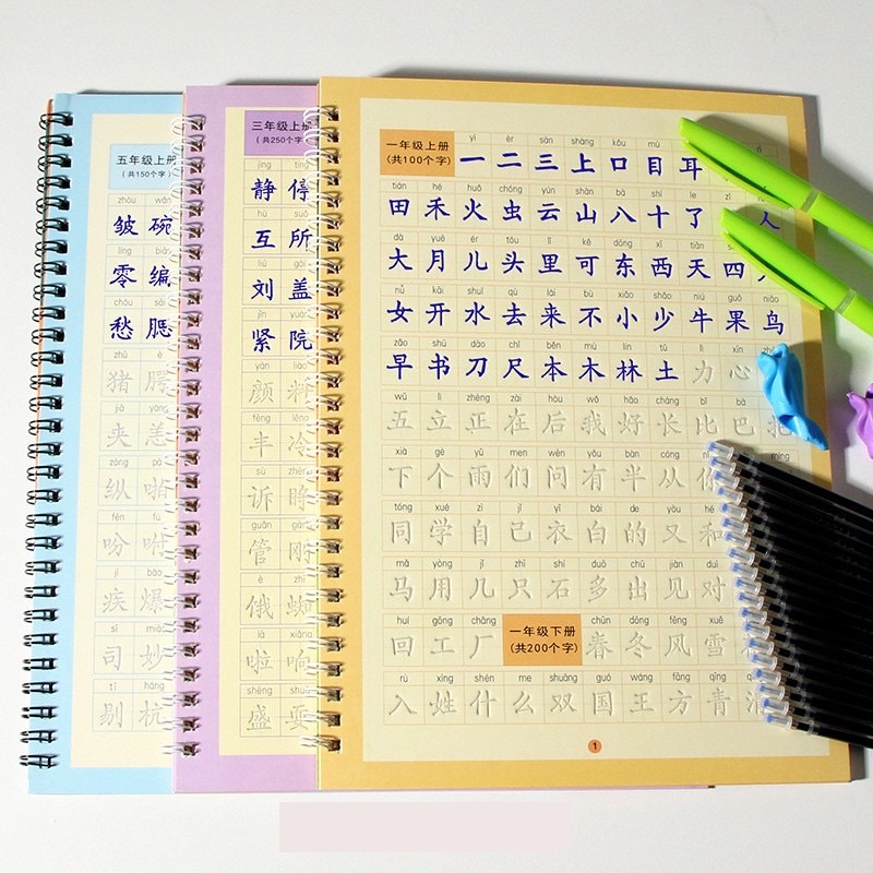 Combo of 3 Chinese writing notebooks imprinted with 3300 Chinese ...