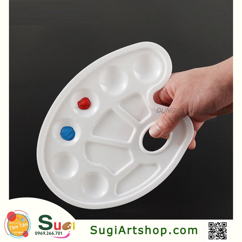 [ Sugi Art Shop ] Small Oval 10-cell - Plastic Color Mixing Tray ...